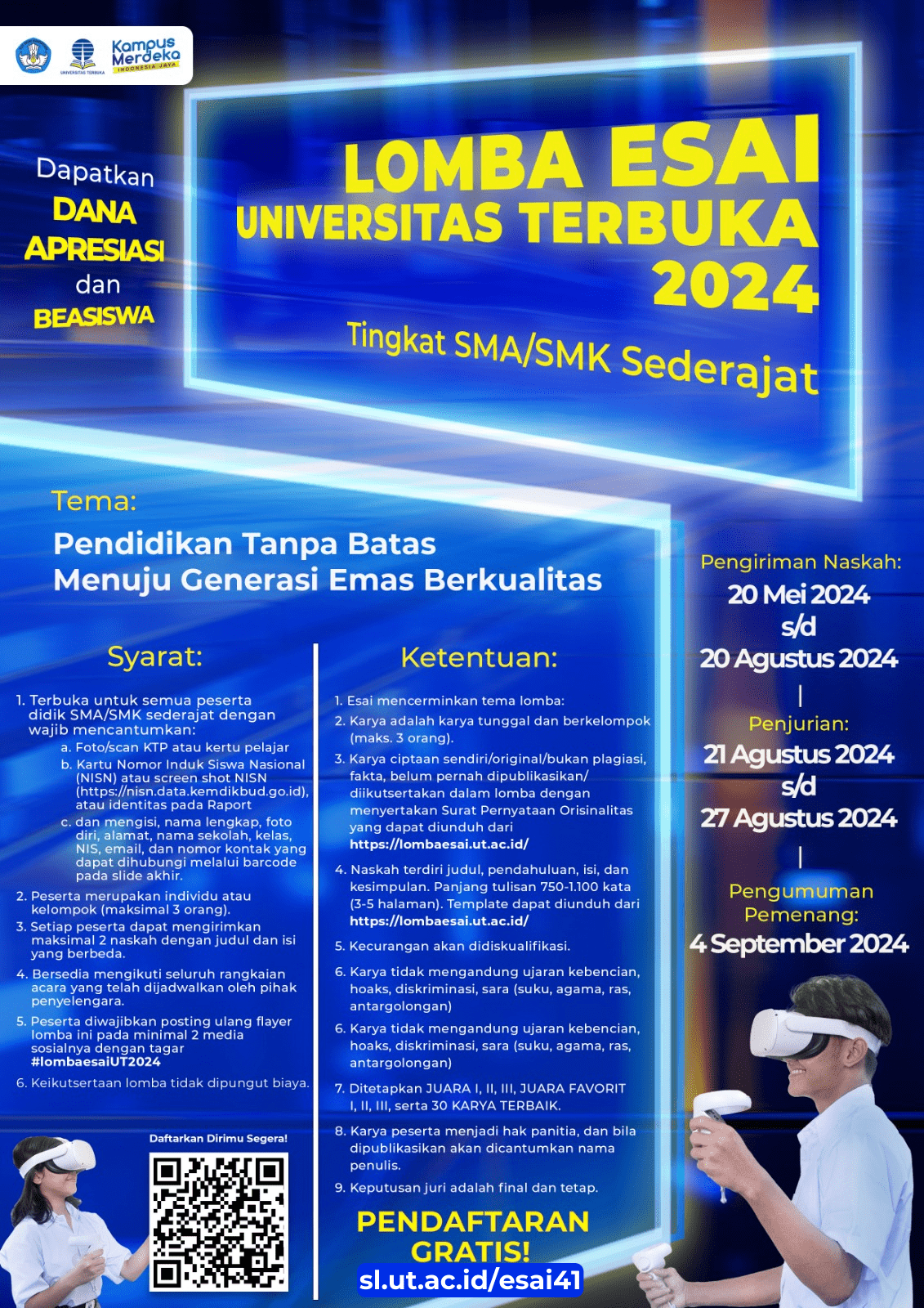 Lomba Esai Universitas Terbuka 2024 - UT Purwokerto